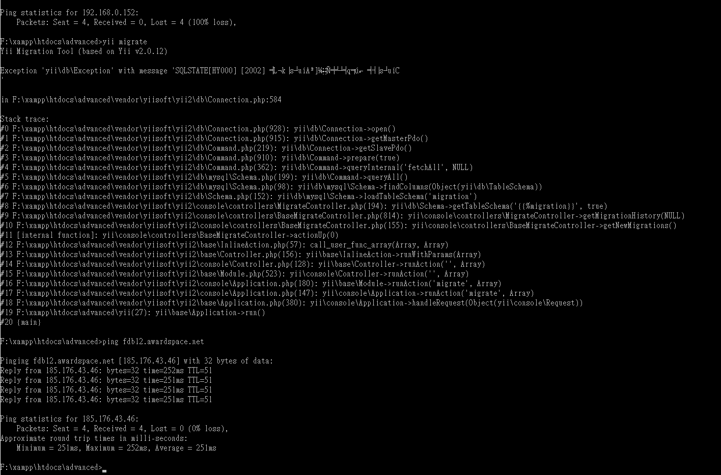 Pdoexception In Connecting Online Database General Discussions Yii Framework Forum 4589
